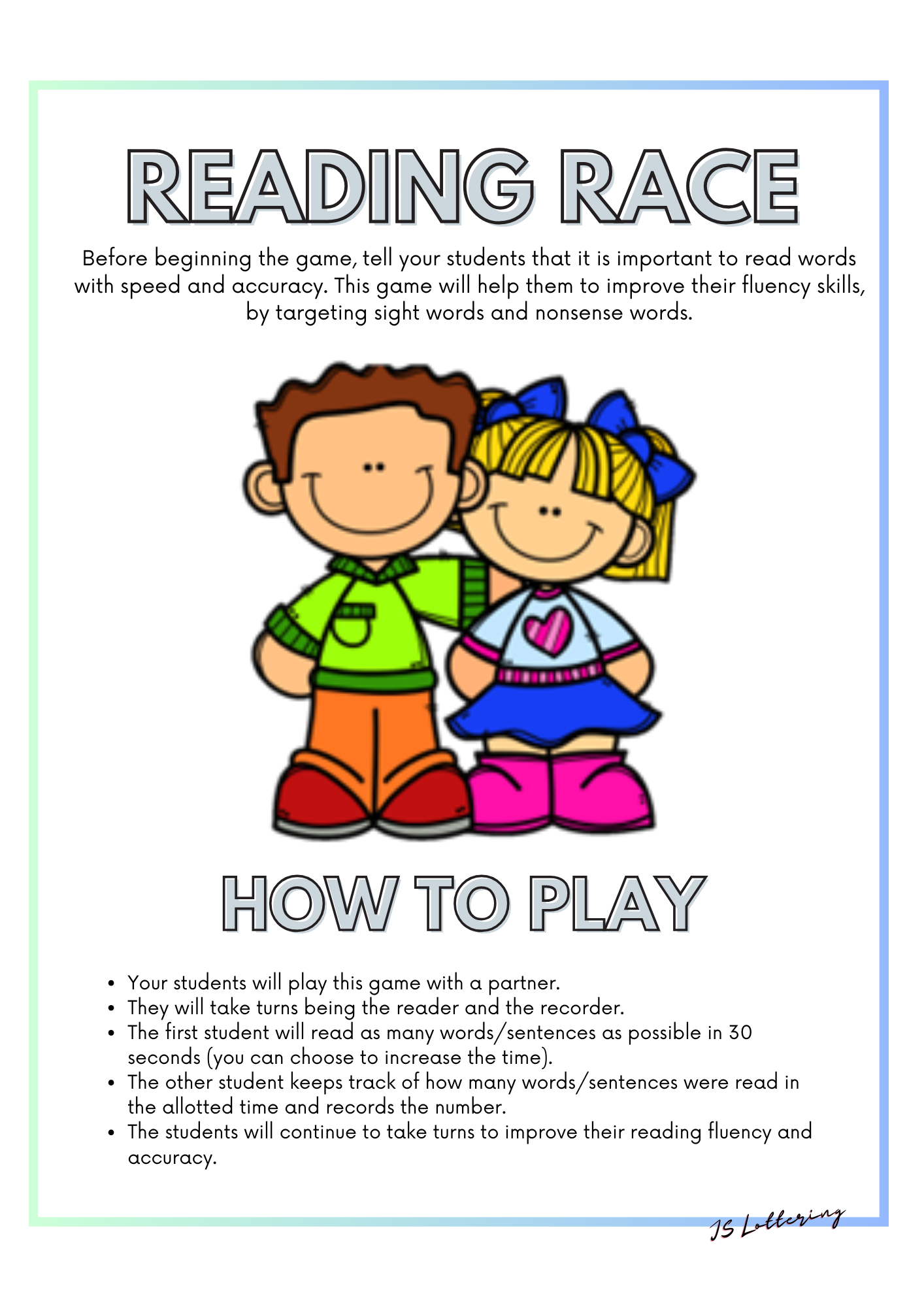 Reading Race Cards - Game – KleuterKreatief