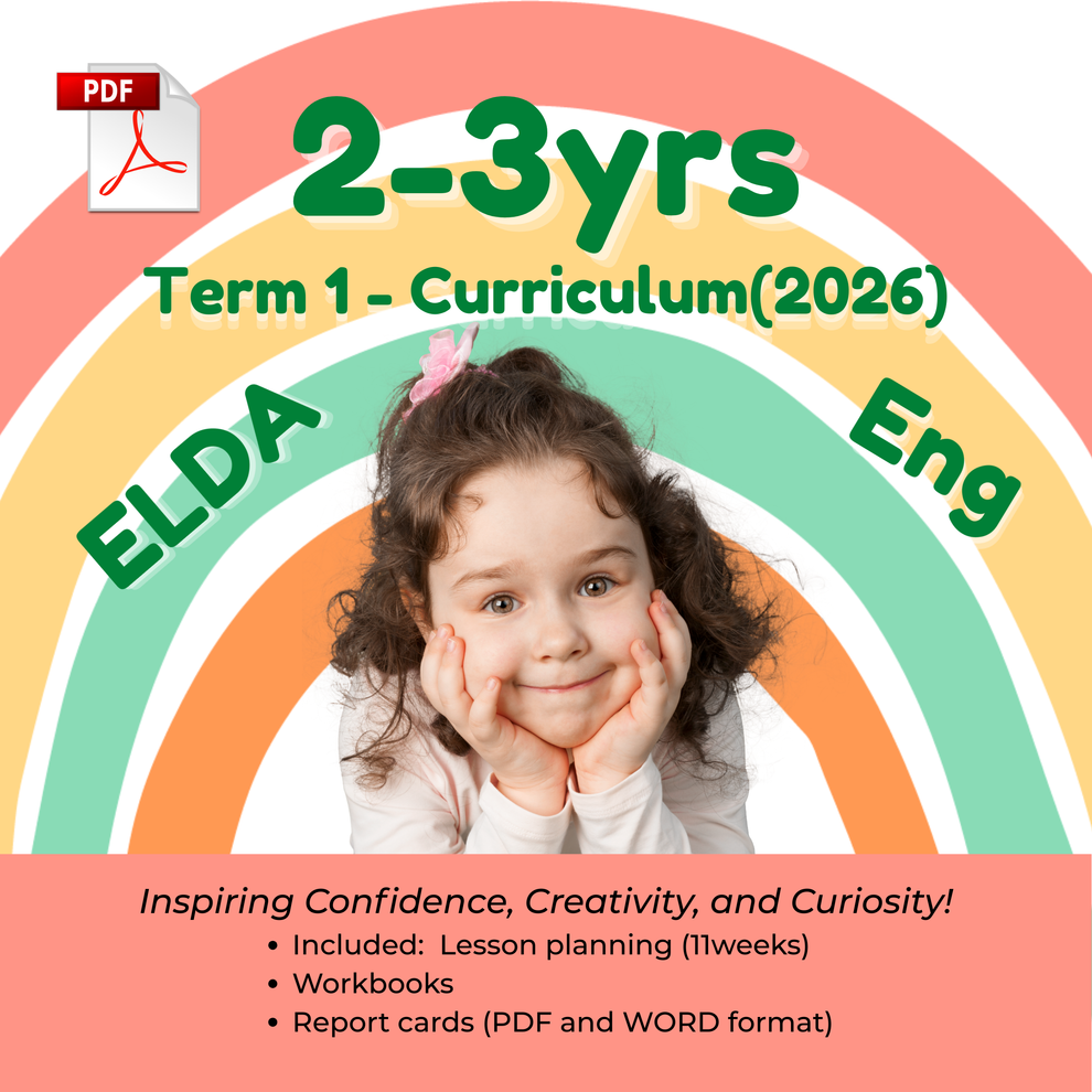 2–3yrs Term 1 Curriculum (2026) | ELDA | English | Lesson Plans + Work – KleuterKreatief