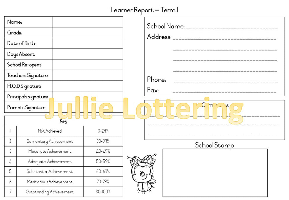 GrR Report Cards Term 1-4 English – KleuterKreatief