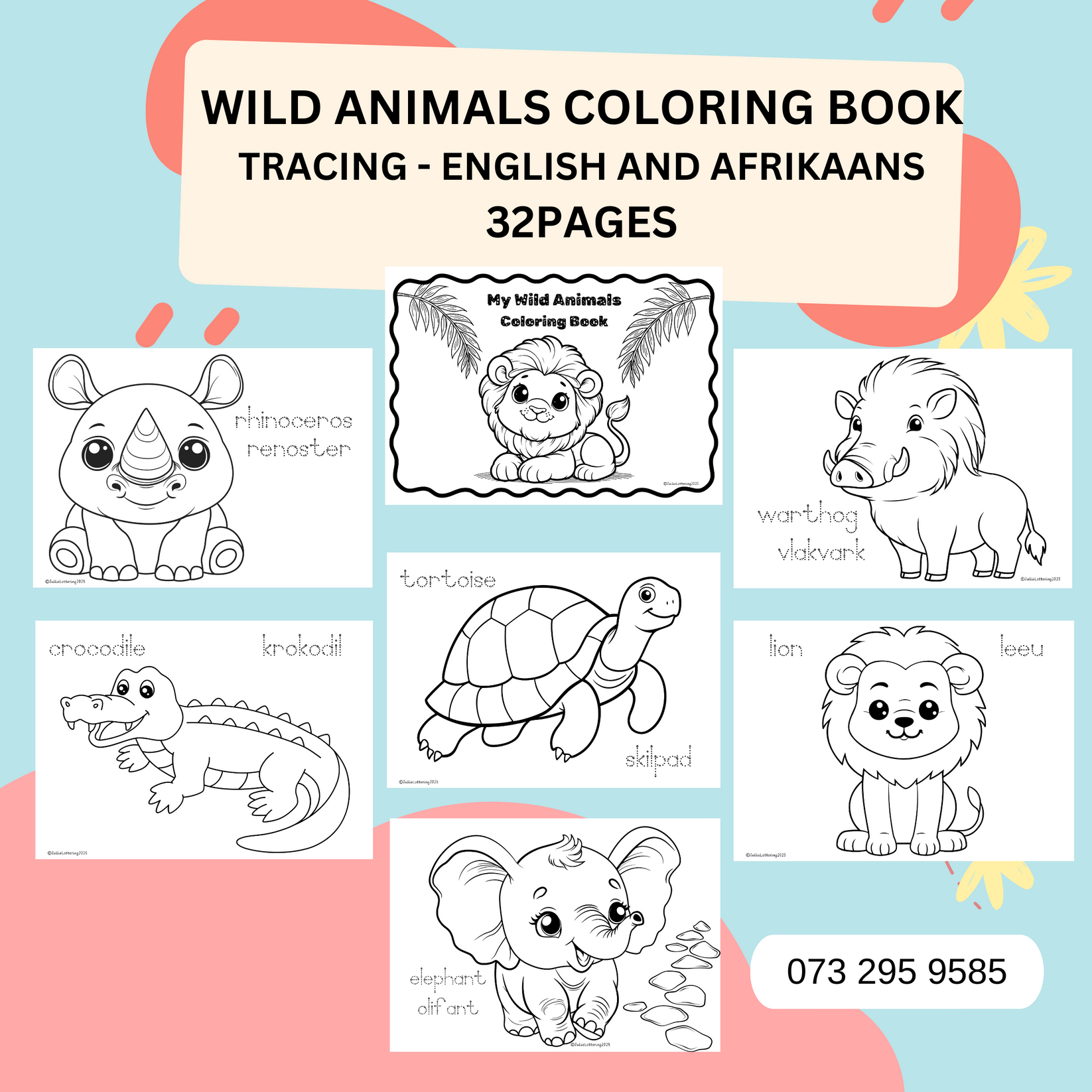 Wild Animals Coloring Book – KleuterKreatief