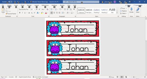 Monster name tags (editable) – KleuterKreatief