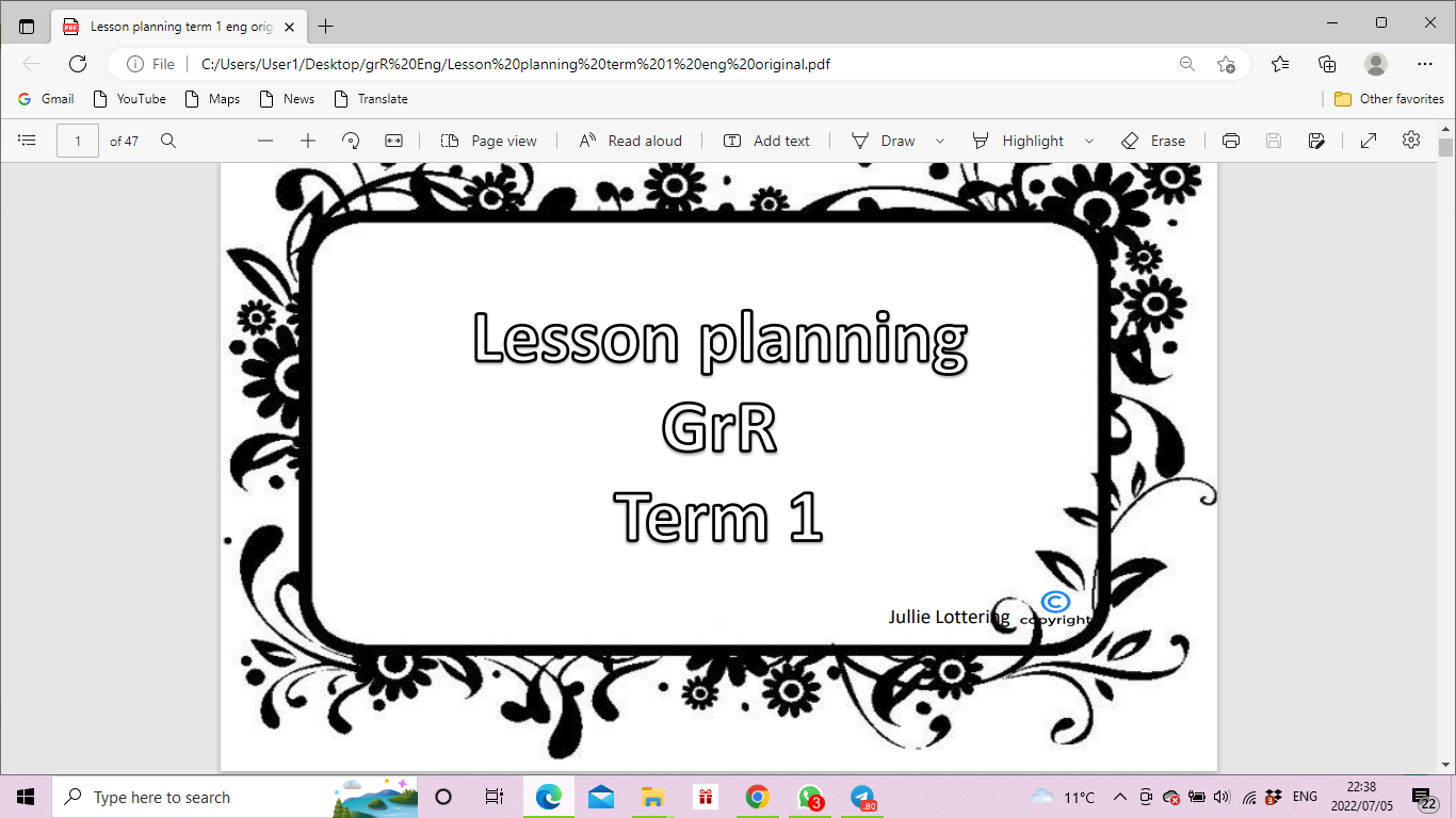grR Lesson planning Term 1 English – KleuterKreatief