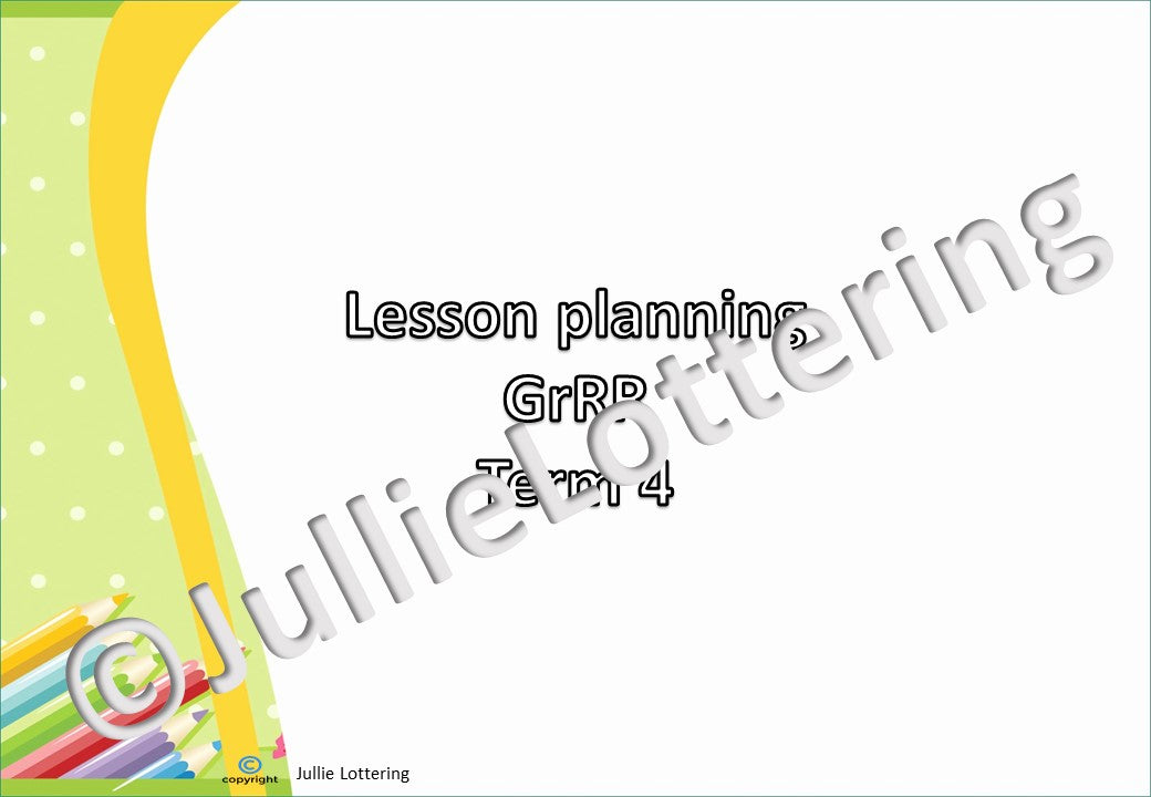 4-5yr Lesson planning Term 4 – KleuterKreatief