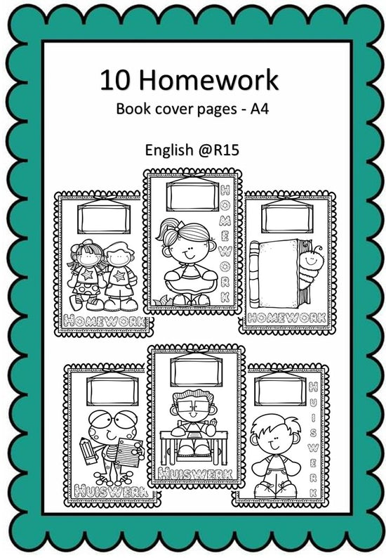 Homework book cover pages - A4 size – KleuterKreatief