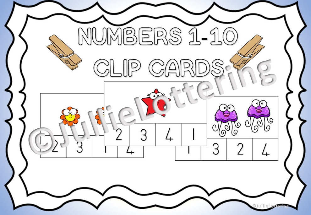 Numbers 1-10 Clip cards English and AFrikaans – KleuterKreatief