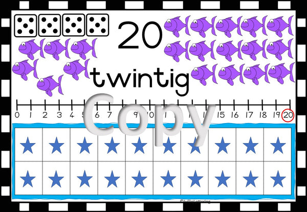 Getalle 1-20 muurkaarte A4 Afrikaans – KleuterKreatief