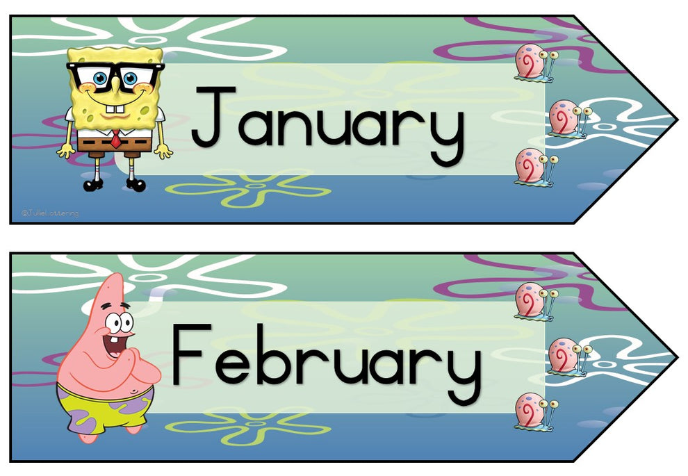 Months of the year décor - SpongeBob theme – KleuterKreatief