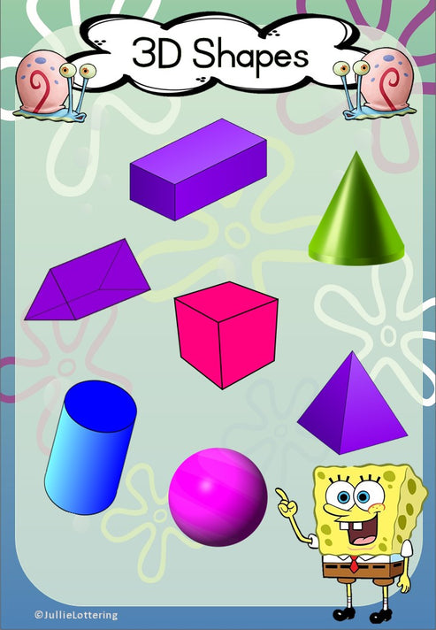 2D and 3D shapes poster (Spongebob) A4 – KleuterKreatief